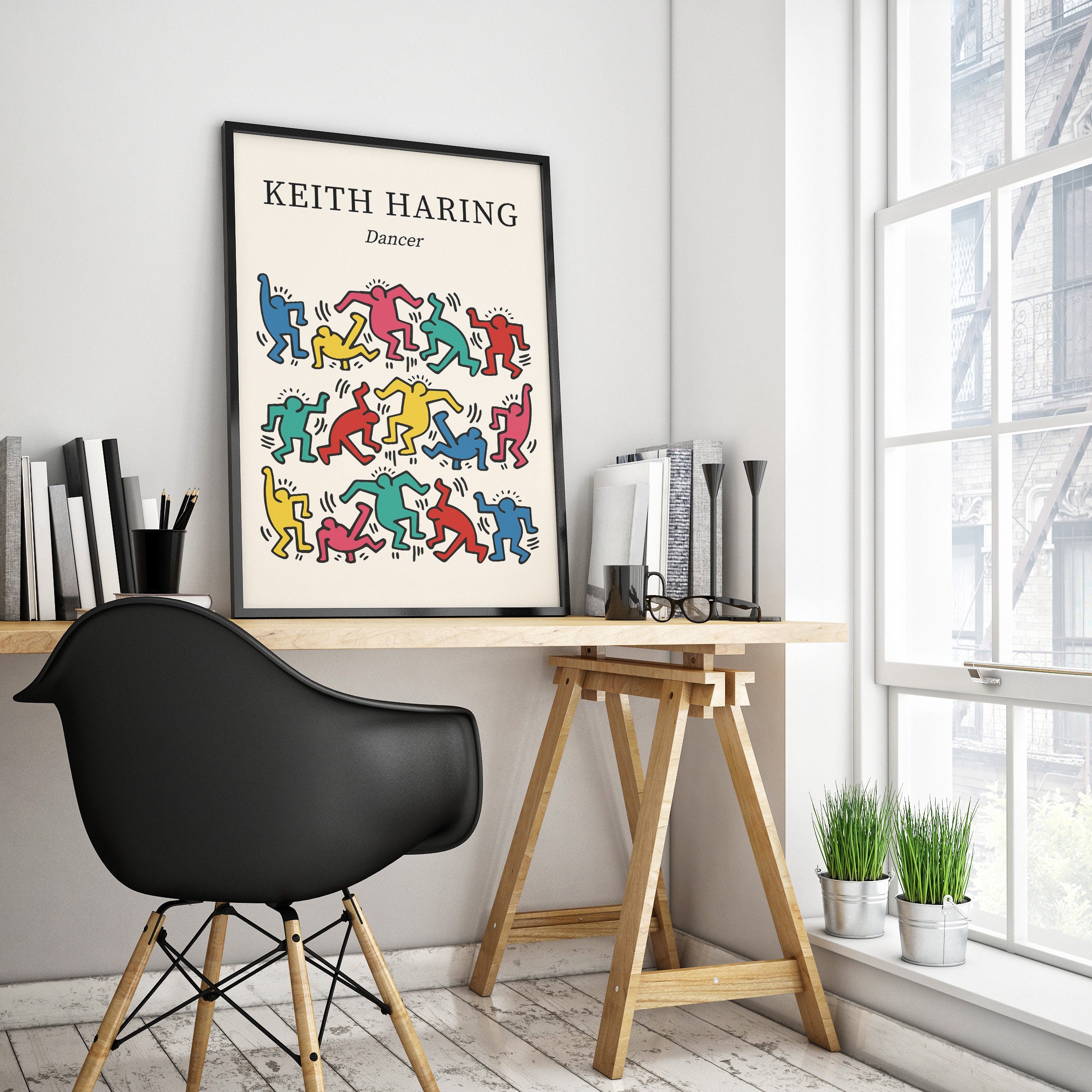 Keith Haring Digital Art Print Colourful Dancer Poster Iconic Modern ...