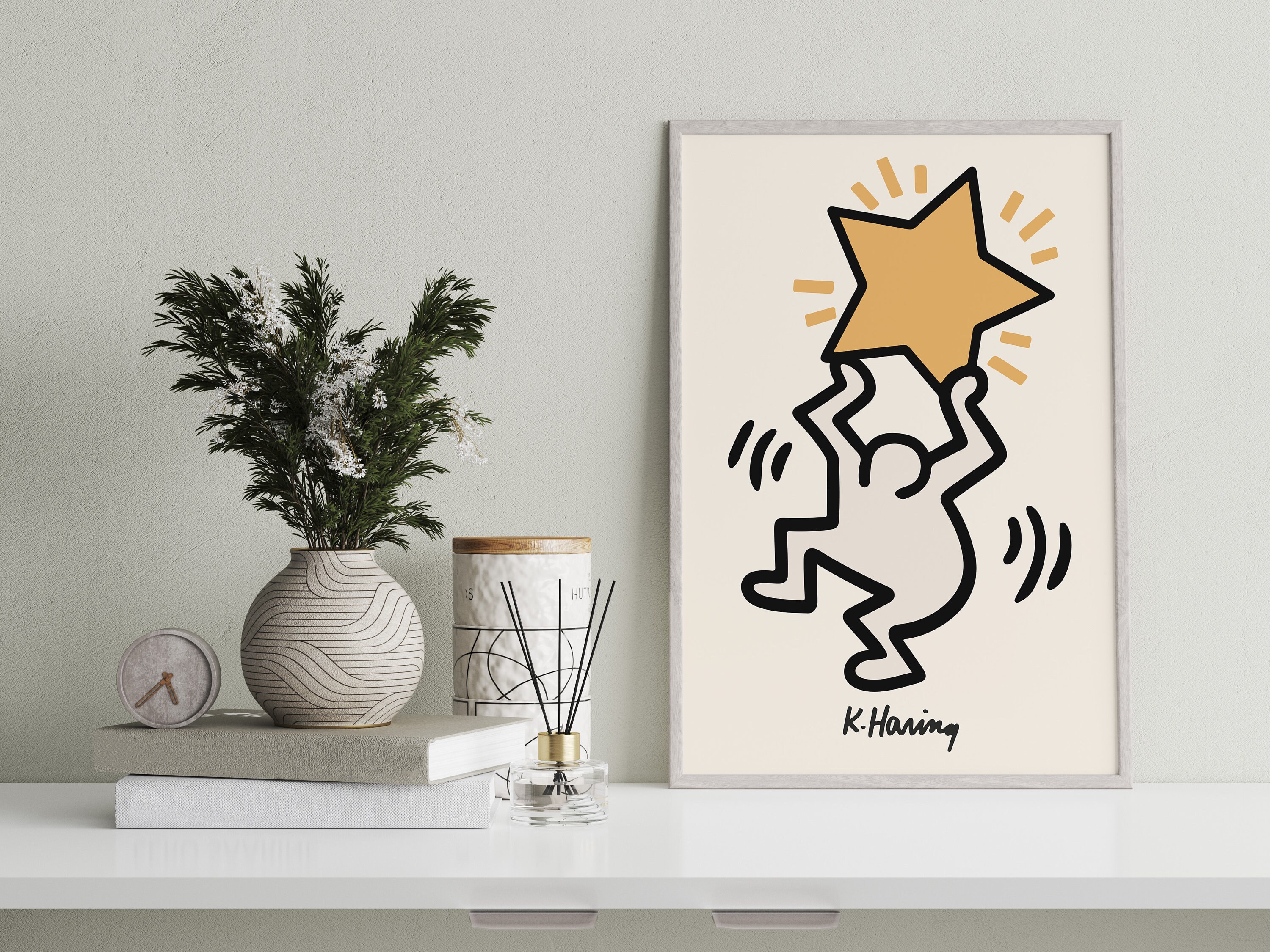 Keith Haring Art, Keith Haring Star, Exhibition Poster, Yellow Star ...