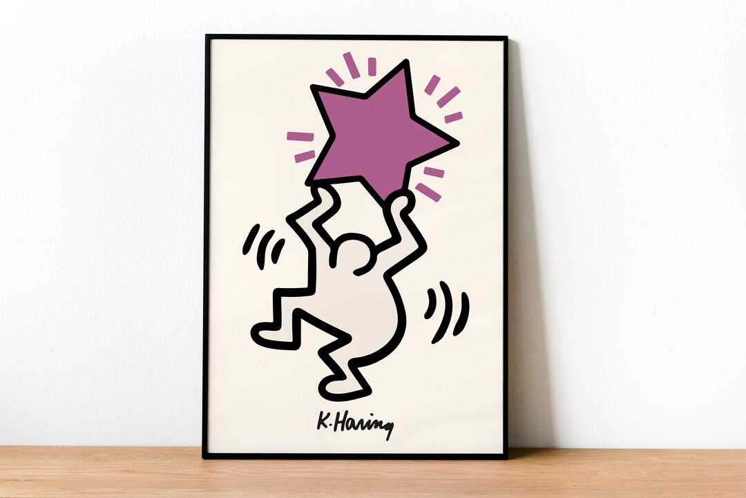 Keith Haring Art Keith Haring Star Exhibition Poster Purple - Etsy