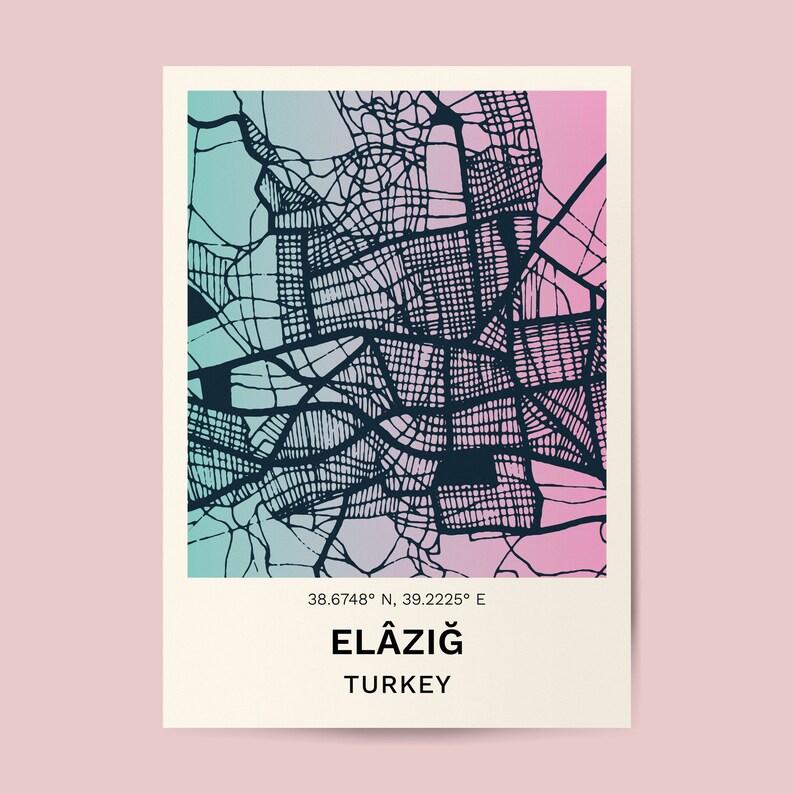 City Map Print, City Map Poster, Elazig Map, Elazig Print, Elazig Wall ...