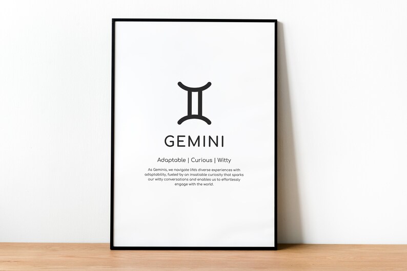 Gemini Star Sign | Instant Download Print | Zodiac Art Printable ...