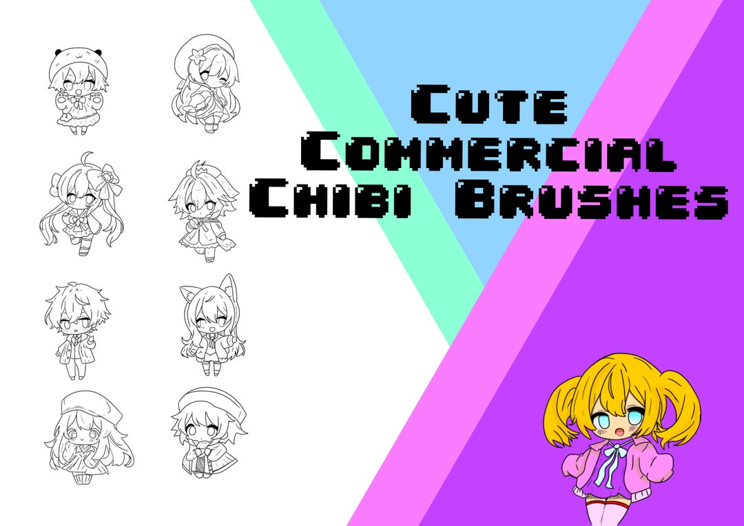 Procreate Commercial Cute Chibi Stamps Set and Brushes - Etsy
