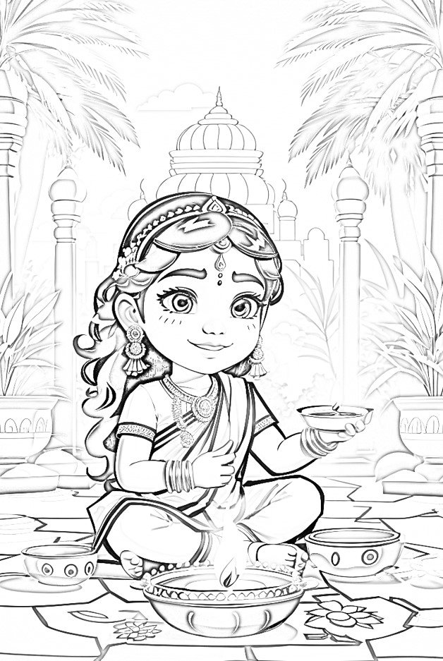 Coloring Book / Pages Kids - Tamil Festival Pictures Digital - Etsy