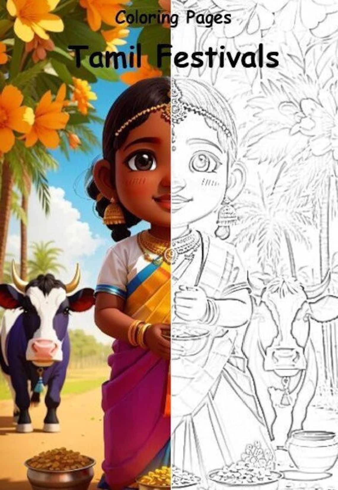 Coloring Book / Pages Kids Tamil Festival Pictures Digital - Etsy