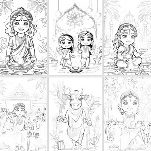 Coloring Book / Pages Kids - Tamil Festival Pictures Digital - Etsy
