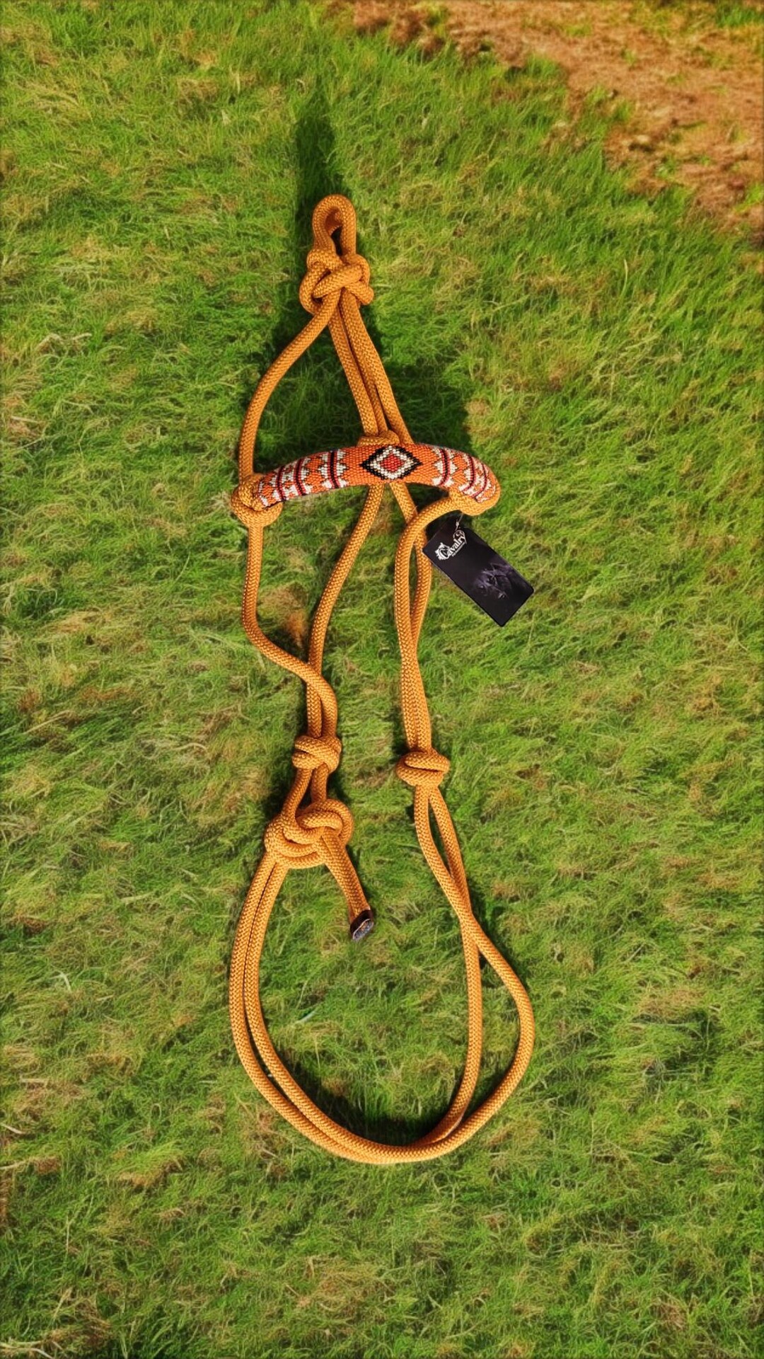 Beaded Design Orange Horse Rope Halter With the Combination of Braided ...