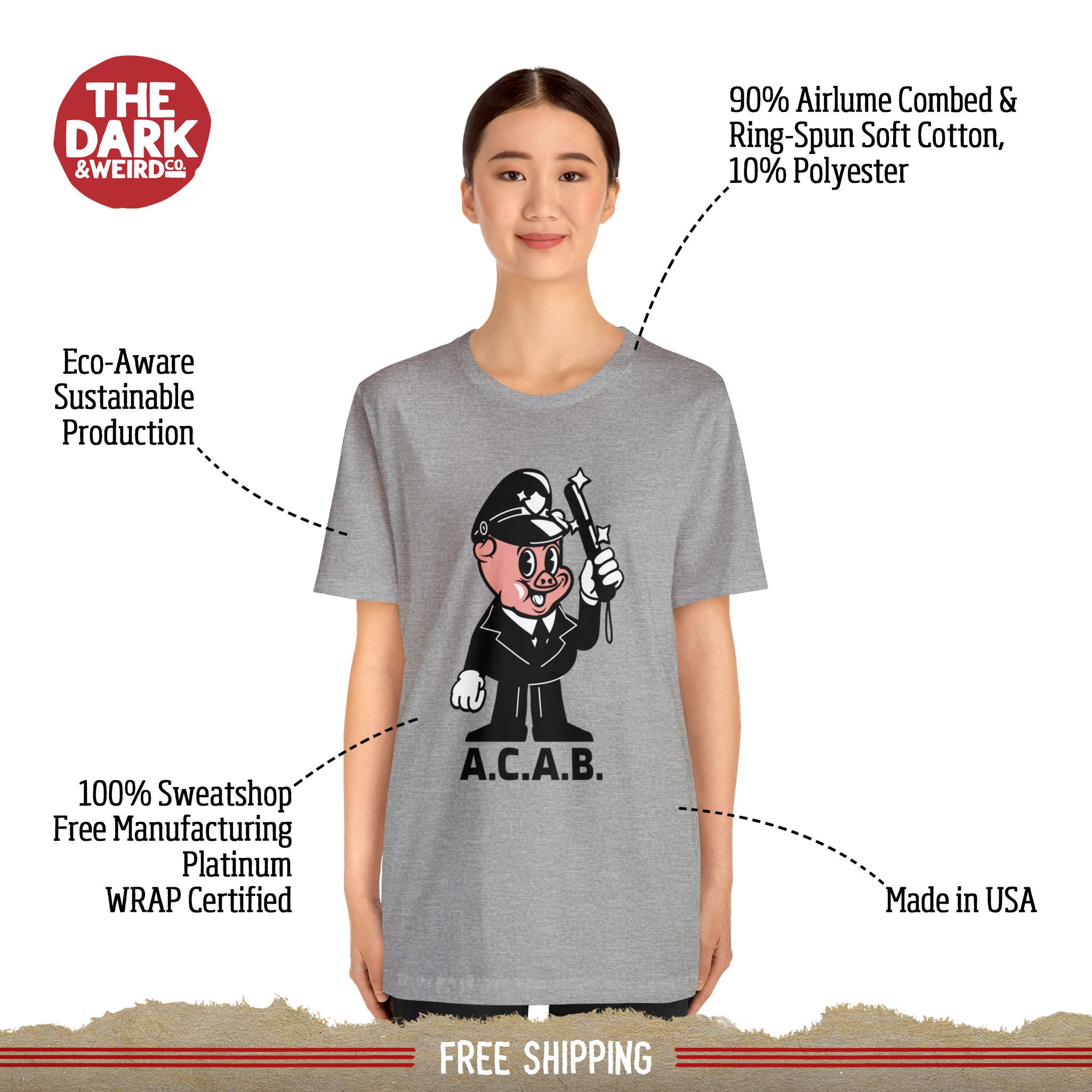 ACAB T Shirt, Funny Offensive Attitude Pig Cop Retro Graphic Saying ...