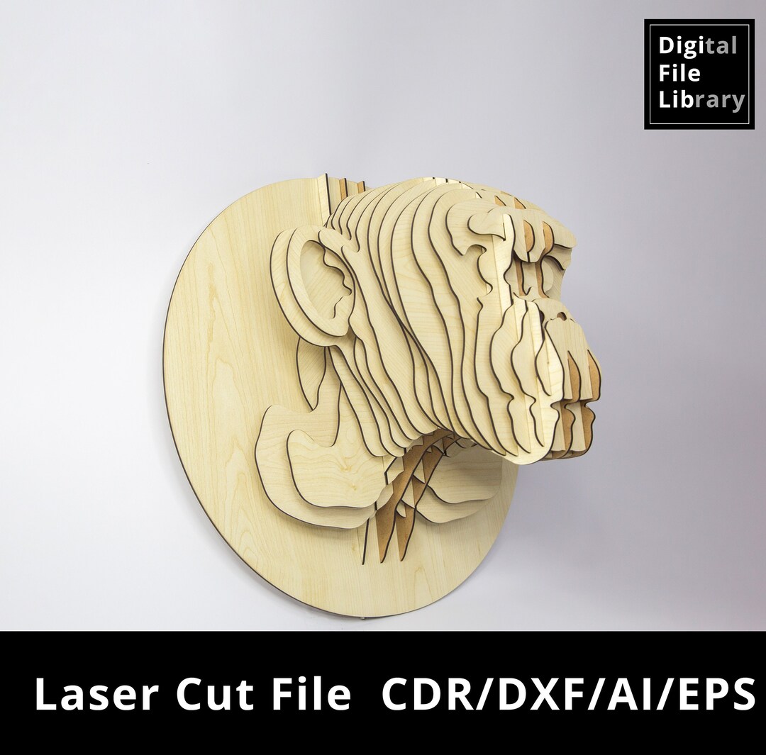 Monkey Head Wall Decor Laser Cut File Digital Download CDR/DXF/EPS - Etsy
