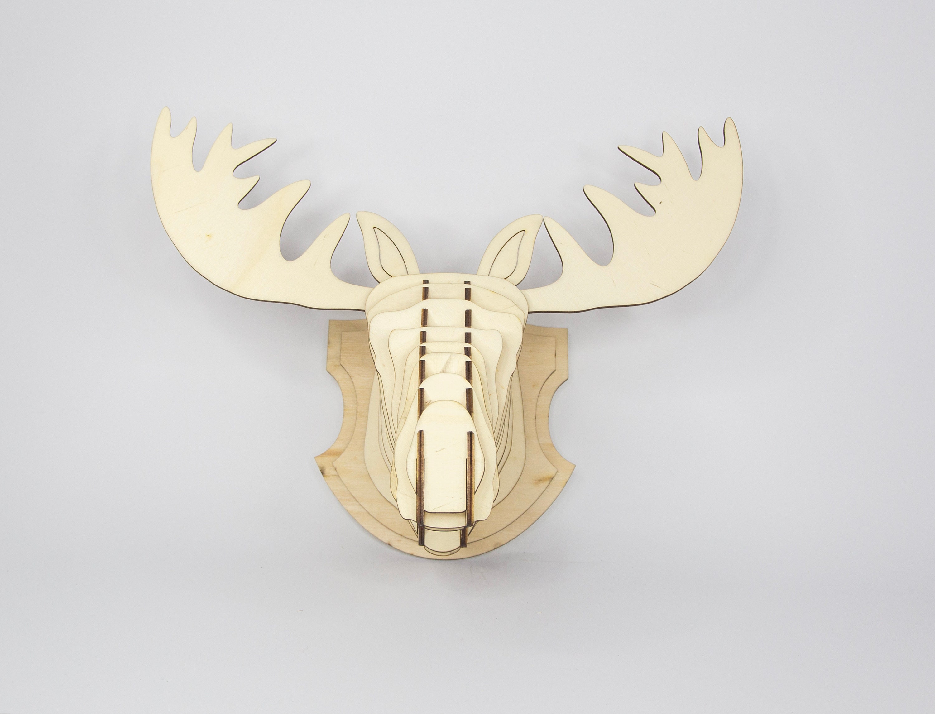 Wooden Moose Head Trophy Wall Decor Laser Cut File | Digital Download ...