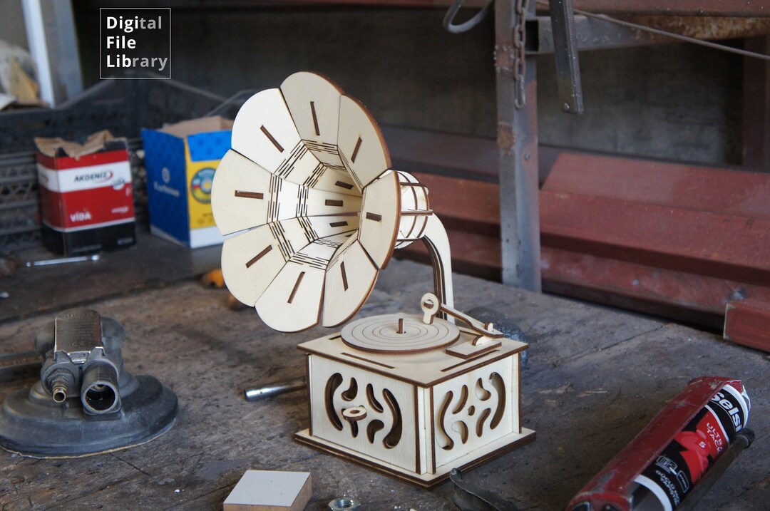 Gramophone 3D Puzzle Decor Laser Cut File | Digital Download | Cdr/dxf ...