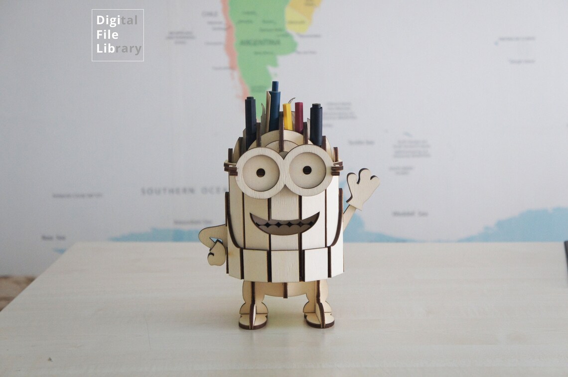 Minion Pencil Holder 3D Model Laser Cut File | Digital Download | Cdr ...