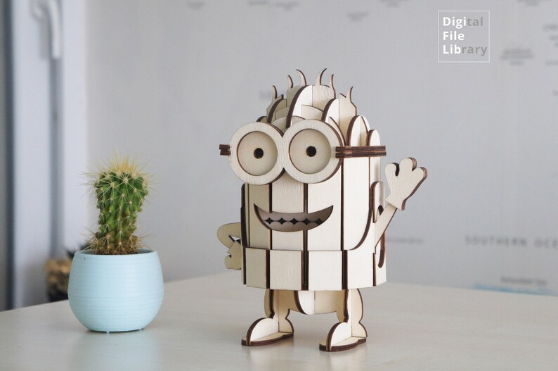 Minion Pencil Holder 3D Model Laser Cut File | Digital Download | Cdr ...