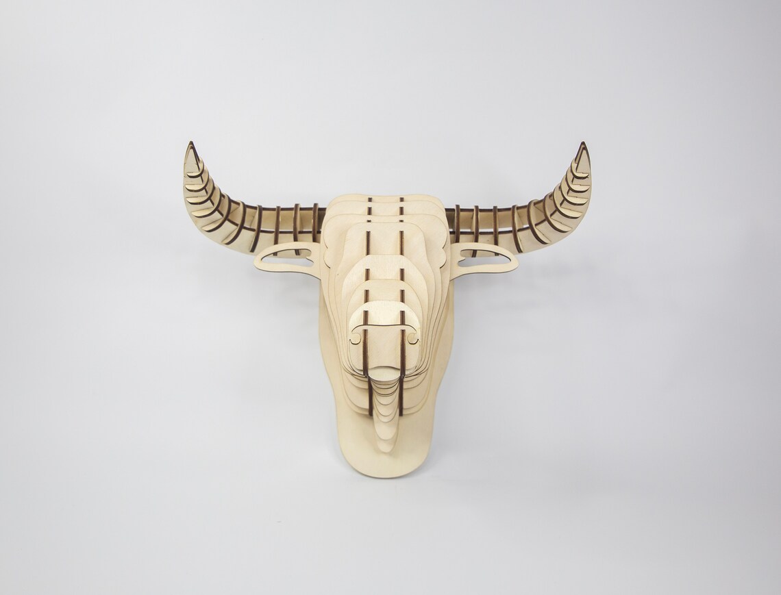 Wooden Bull Head Trophy Laser Cut File | Digital Download | CDR/DXF/EPS ...