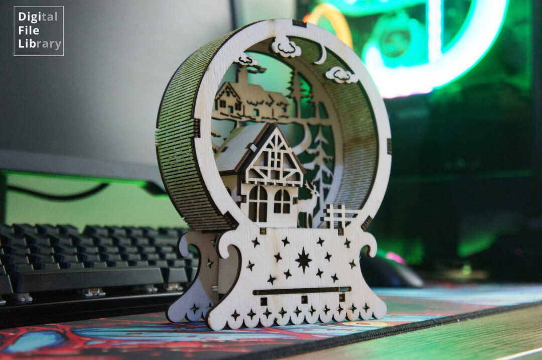 Winter House Lamb, Decor CNC Laser Cut File, 3D Wooden Puzzle | Digital ...