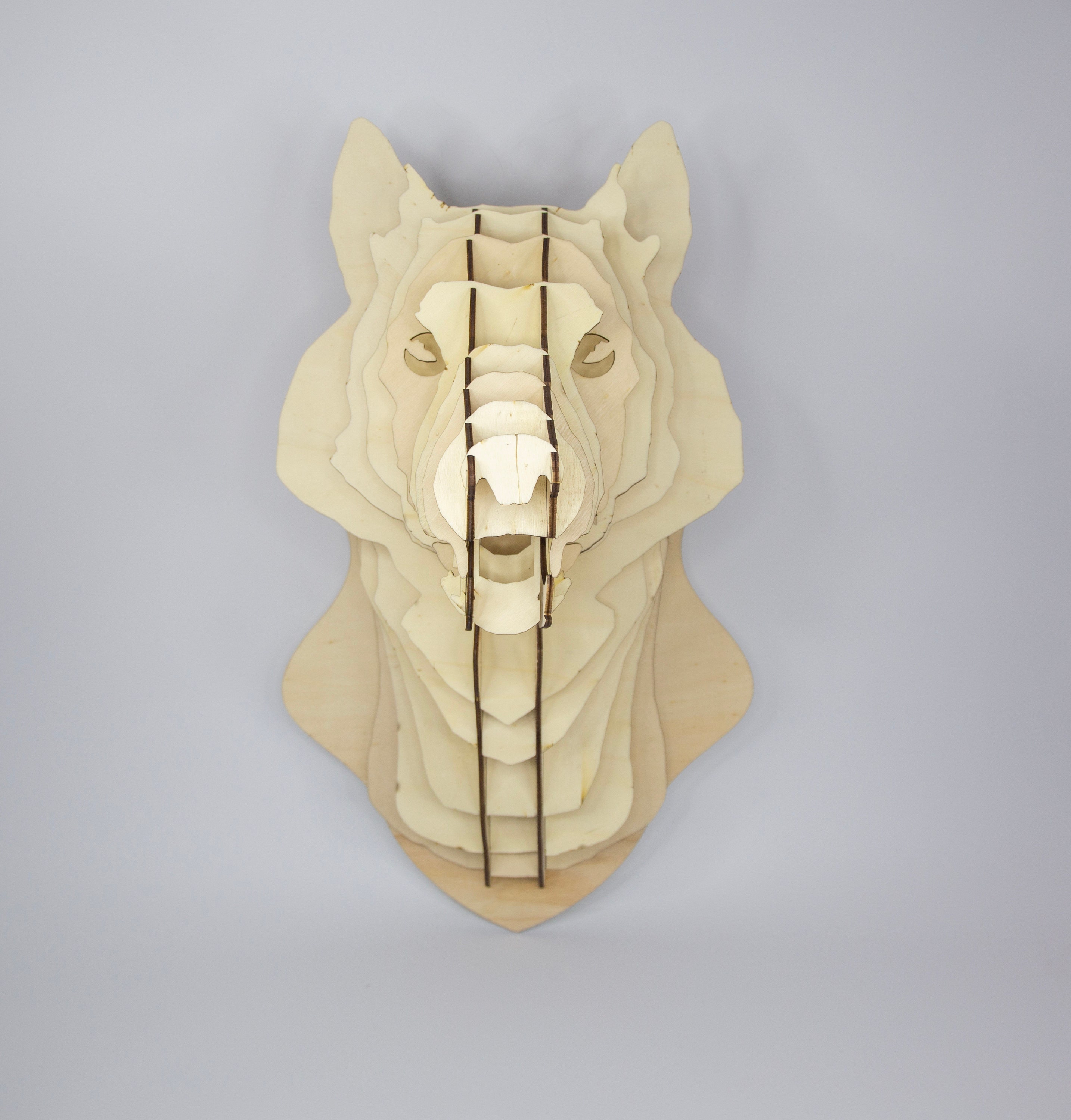Wooden Wolf Head Trophy Laser Cut File | Digital Download | CDR/DXF/EPS ...