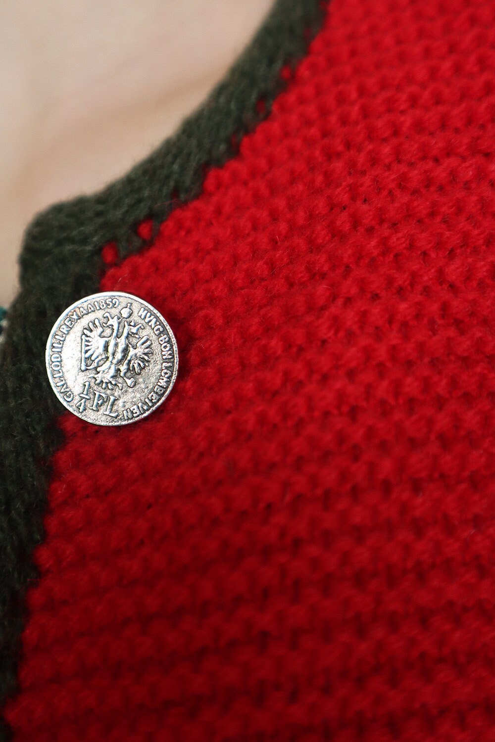 Austrian Vintage Wool Red Long Jacket , Wool Knit Cardigan Blazer, Red ...