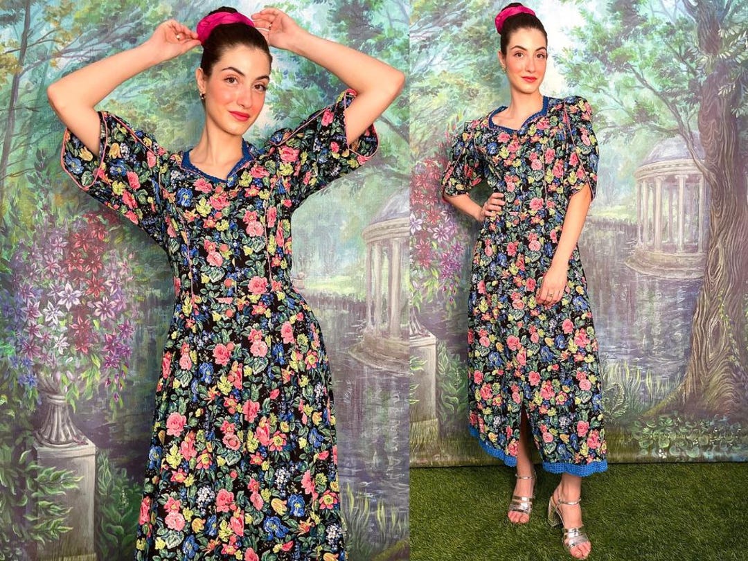 Vintage Floral Peonies Tulips Lilies Dirndl Dress ,austrian, German ...