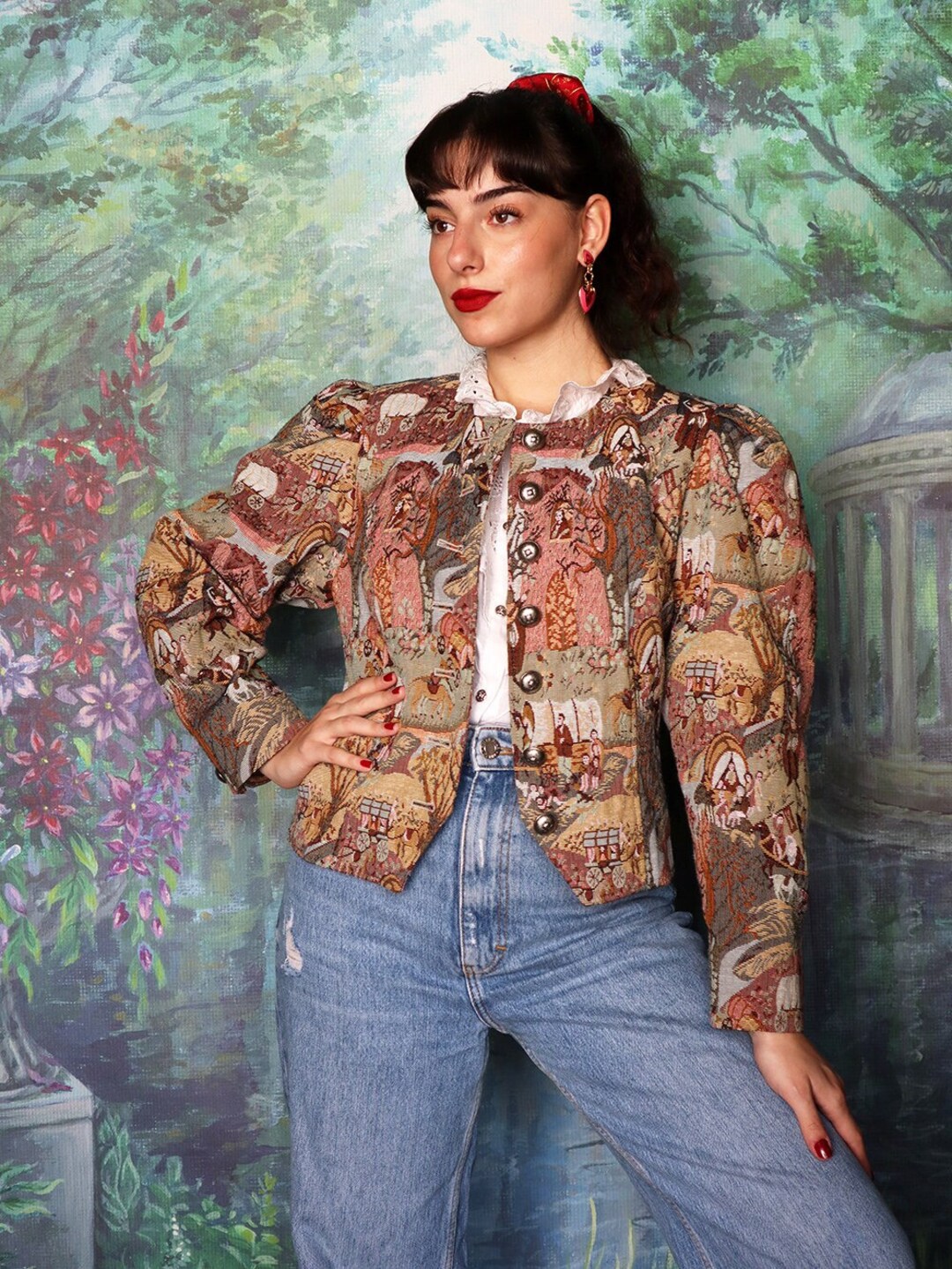 Vintage Austrian Tapestry Puff Sleeves Jacket - Etsy