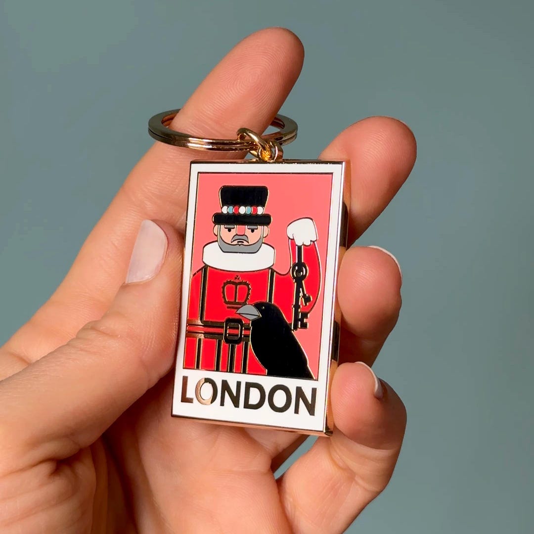 Beefeater and Raven Keychain I Enamel Key Ring London Souvenir ...