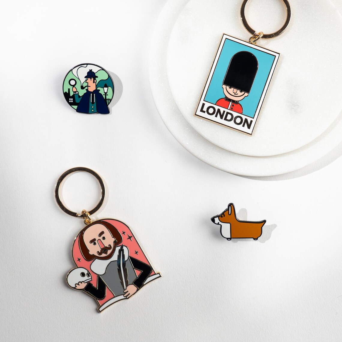 Shakespeare Keychain I Enamel Keyring Design London British Literary ...