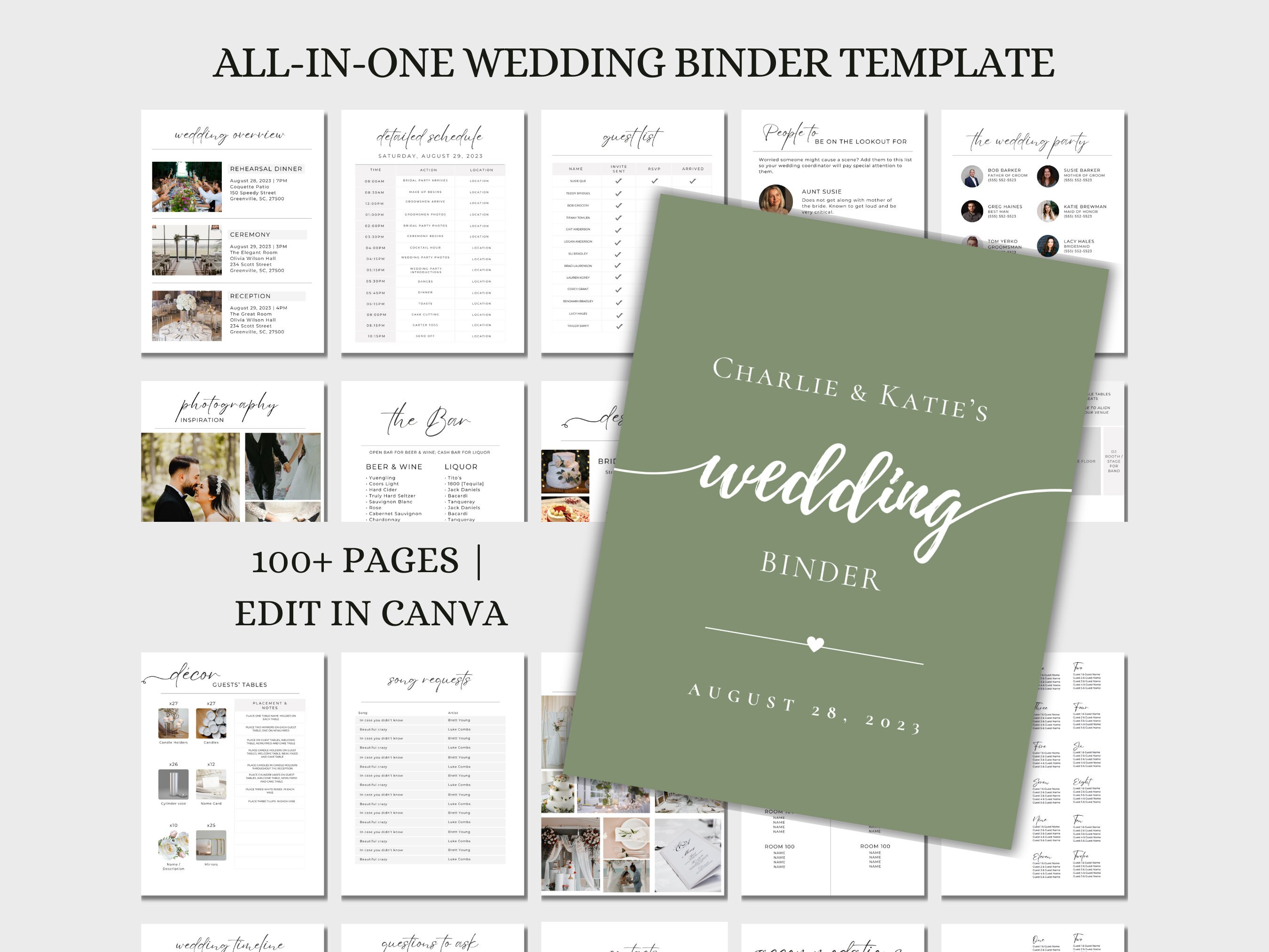 All-in-one Wedding Day Binder Template, Wedding Organizer, Wedding Day ...