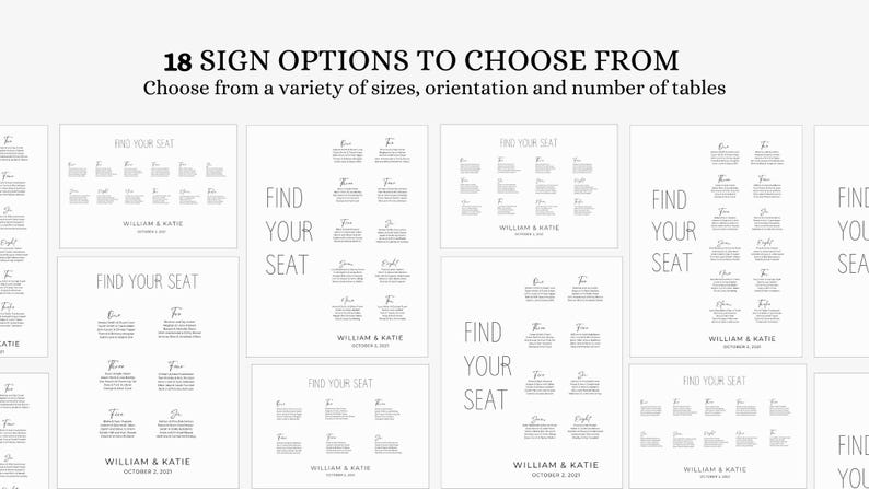 Modern Wedding Seating Chart Template, Editable Canva Sign (digital ...