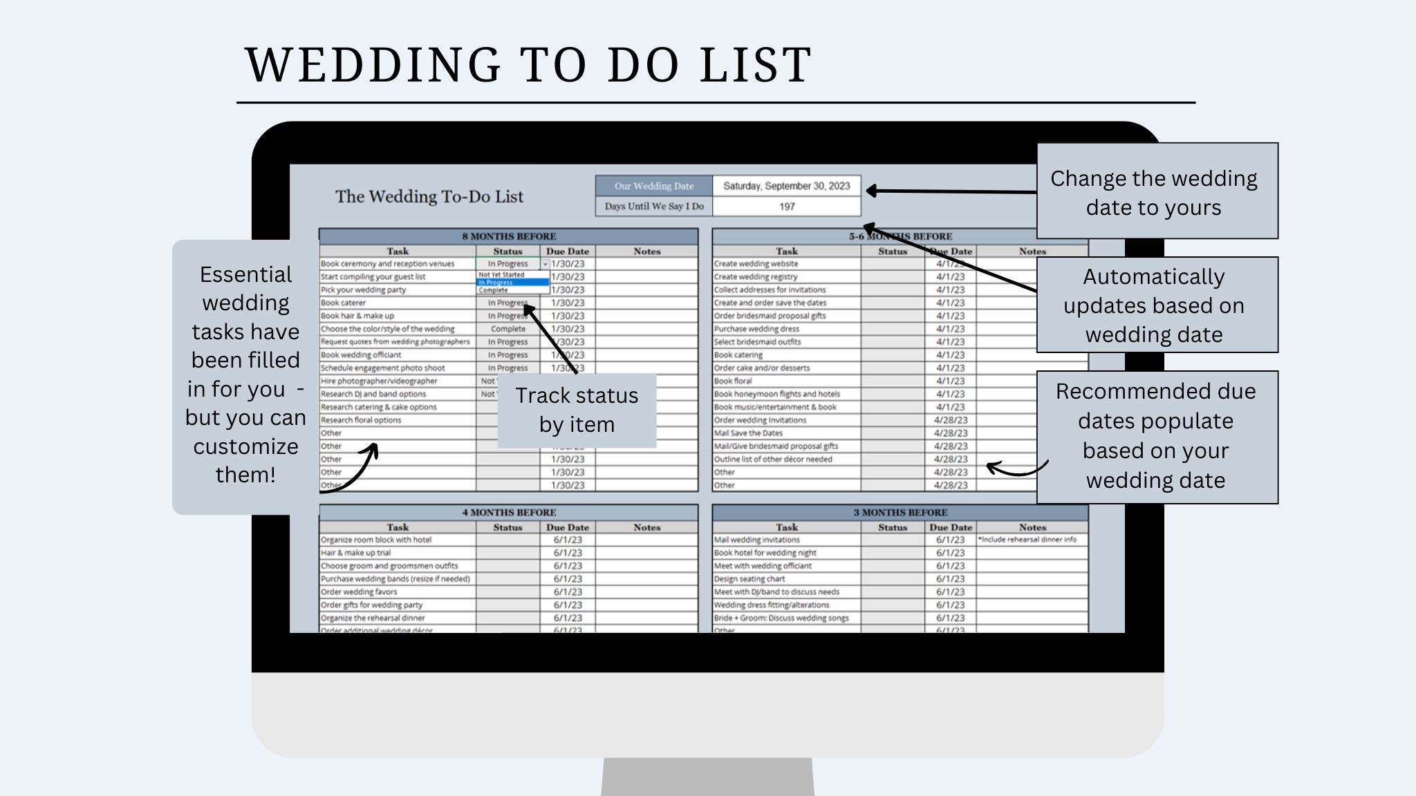 Wedding Planner Excel Spreadsheet | Wedding Budget Planner | Wedding ...