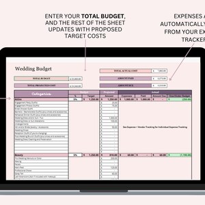Wedding Budget Planning Spreadsheet Digital Wedding Budget Planner ...