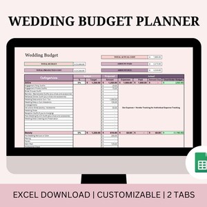Wedding Budget Planning Spreadsheet Digital Wedding Budget Planner ...