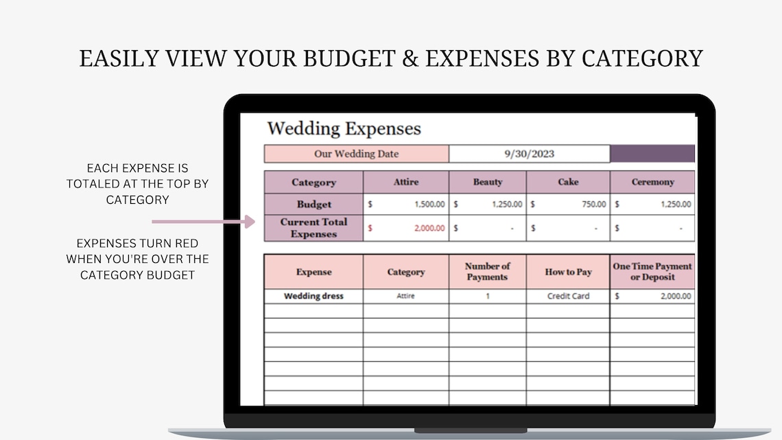Wedding Budget Planning Spreadsheet Digital Wedding Budget Planner ...