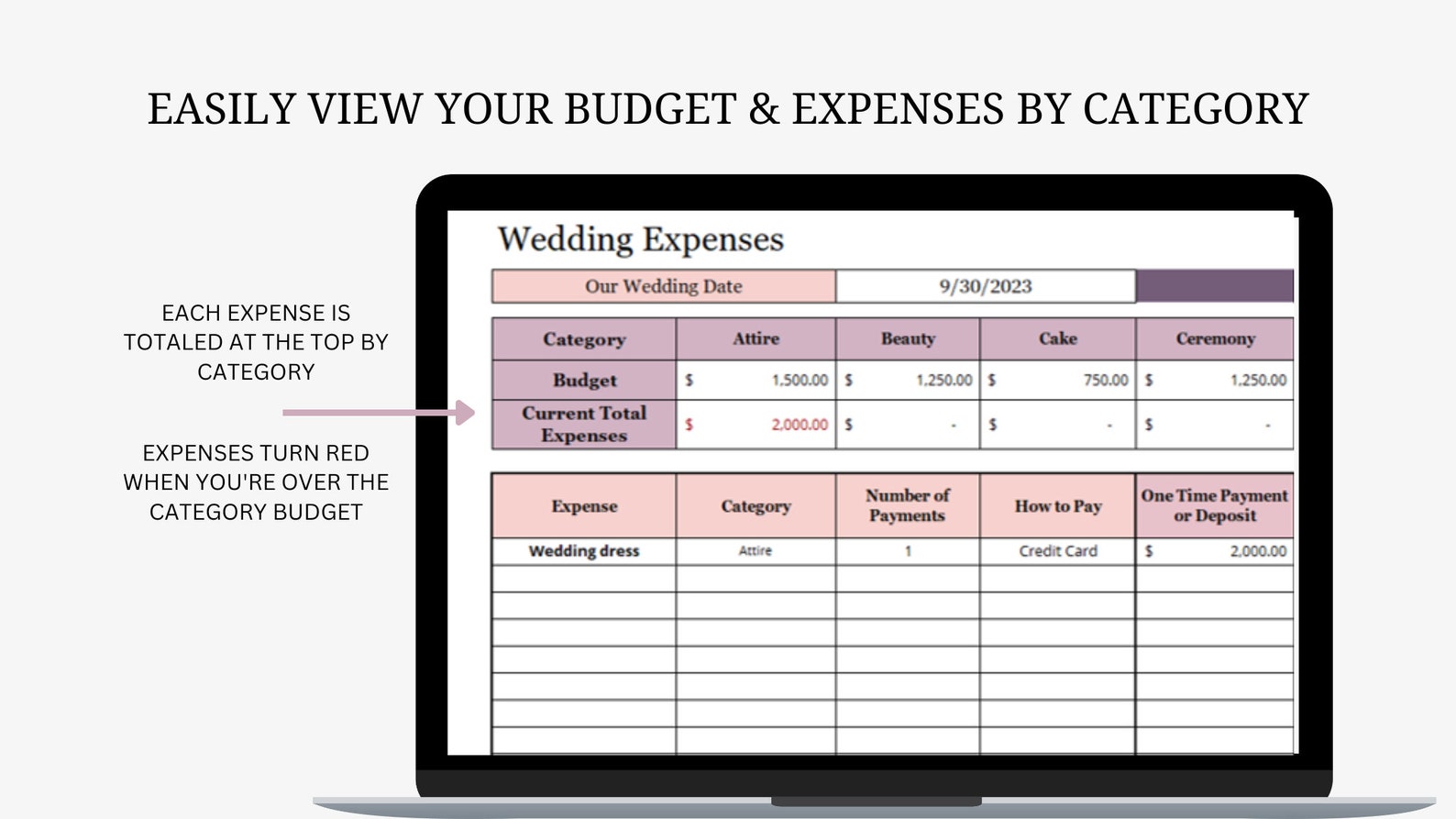 Wedding Budget Planning Spreadsheet Digital Wedding Budget Planner ...