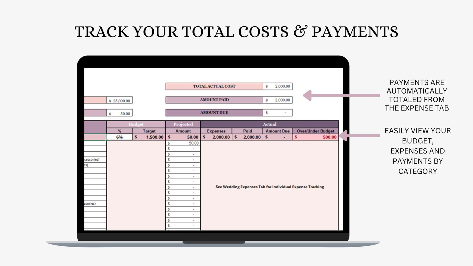 Wedding Budget Planning Spreadsheet Digital Wedding Budget Planner ...