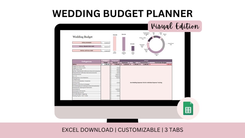 Wedding Budget Planner Wedding Budget Spreadsheet Wedding Budget ...