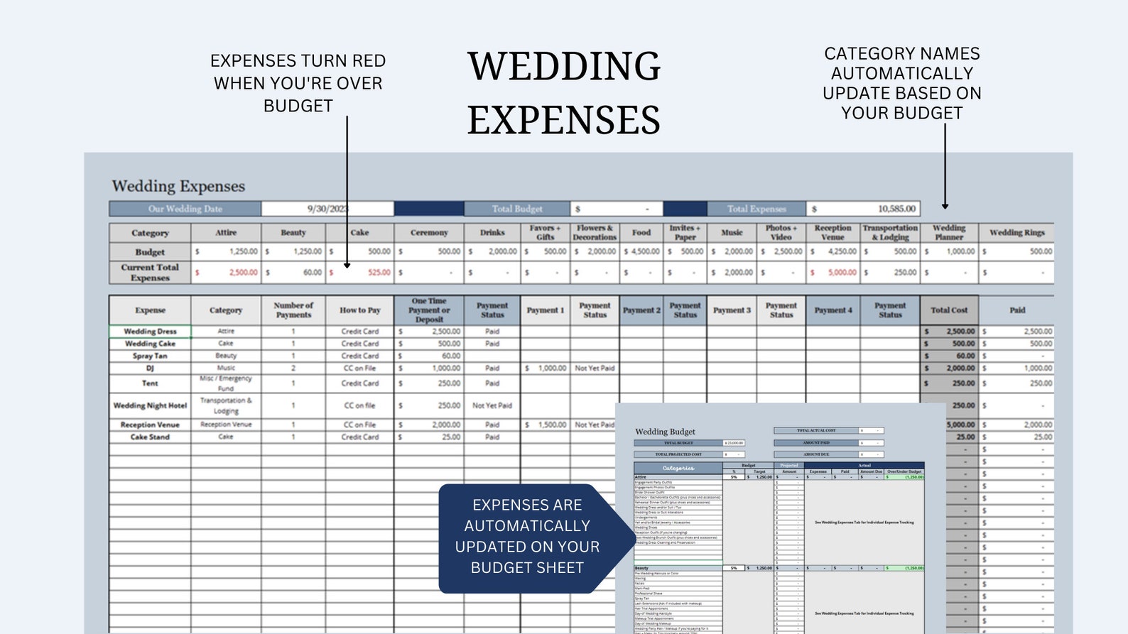 Wedding Planner Excel Spreadsheet | Wedding Budget Planner | Wedding ...