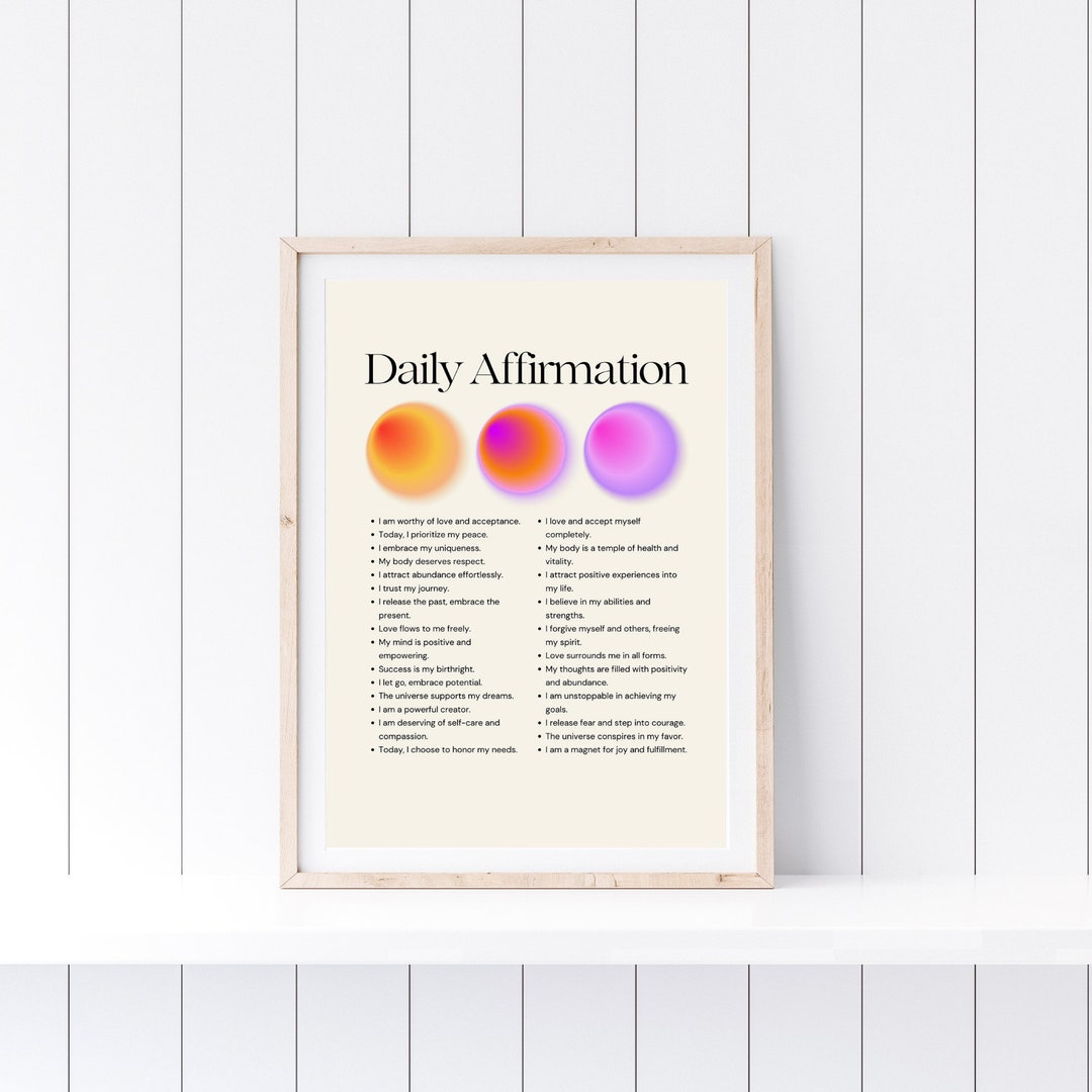 Positive Affirmation Wall Art Printable Daily Affirmations Poster ...