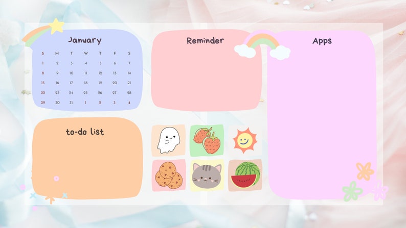 Colorful Cute Organizer Desktop Wallpaper/ Desktop Wallpaper - Etsy