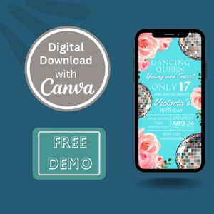 Dancing Queen Editable Digital Download Invitation Mobile Invite ...