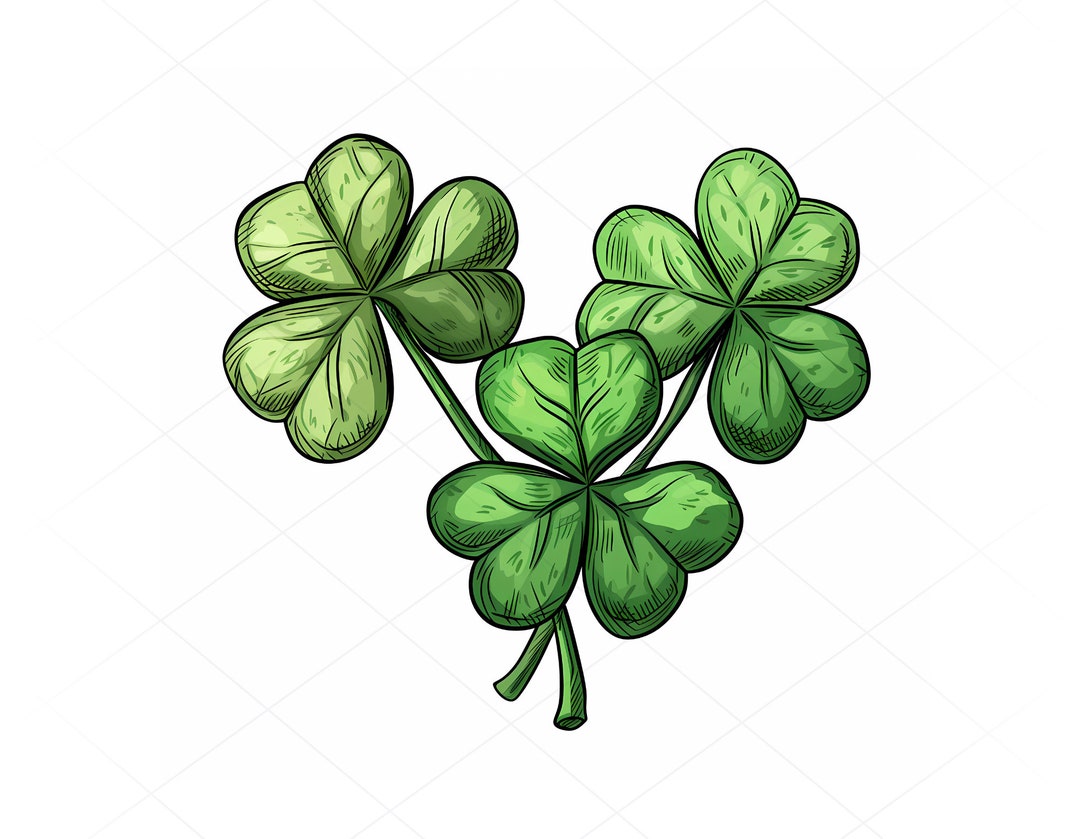 Flower/nature Clipart, Illustration Green Four-leaf Clover Shamrock for ...