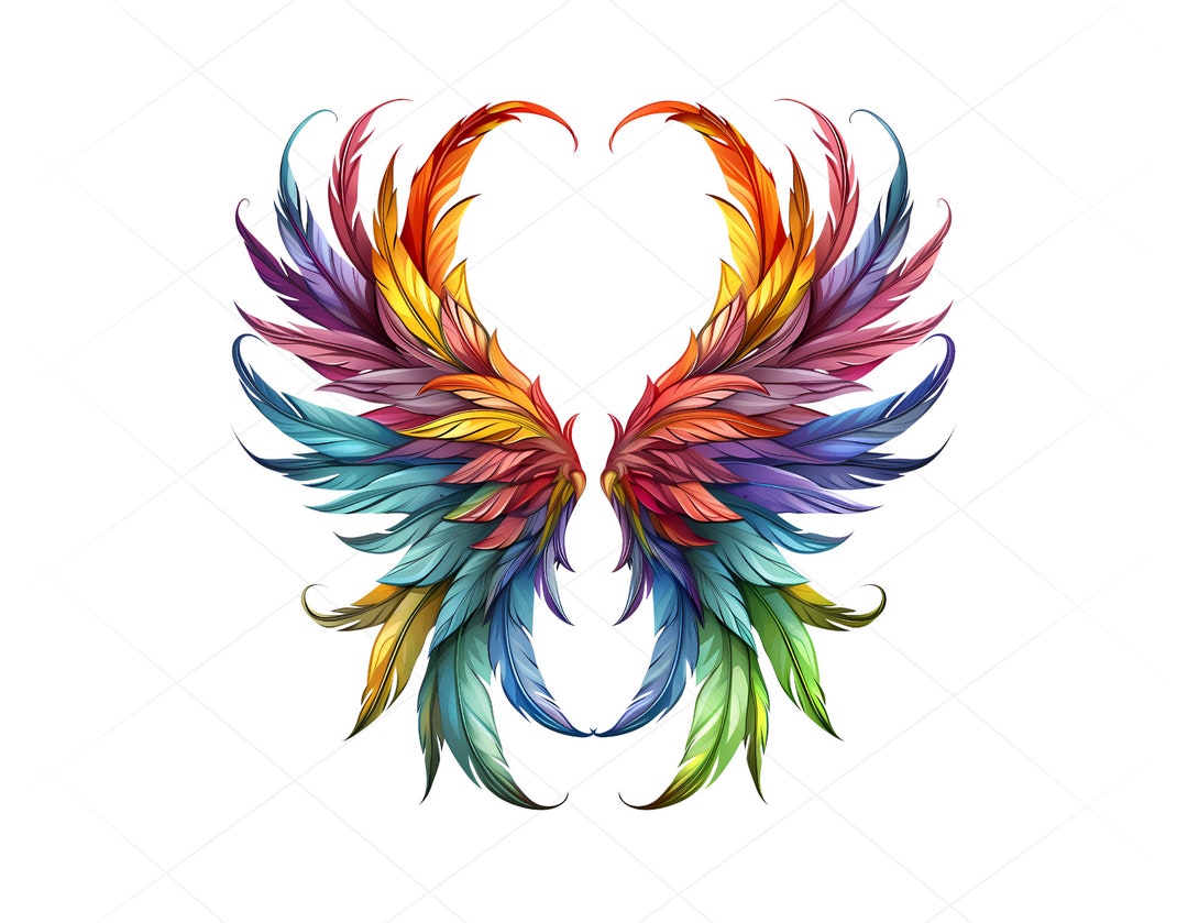 Rainbow Wings PNG, Angel Wing Wall Art Digital Download Instant ...