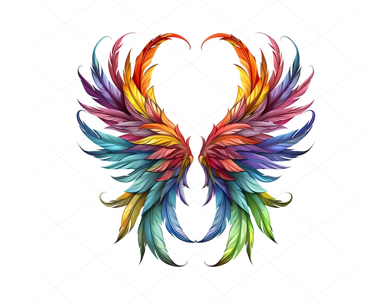 Rainbow Wings PNG, Angel Wing Wall Art Digital Download Instant ...