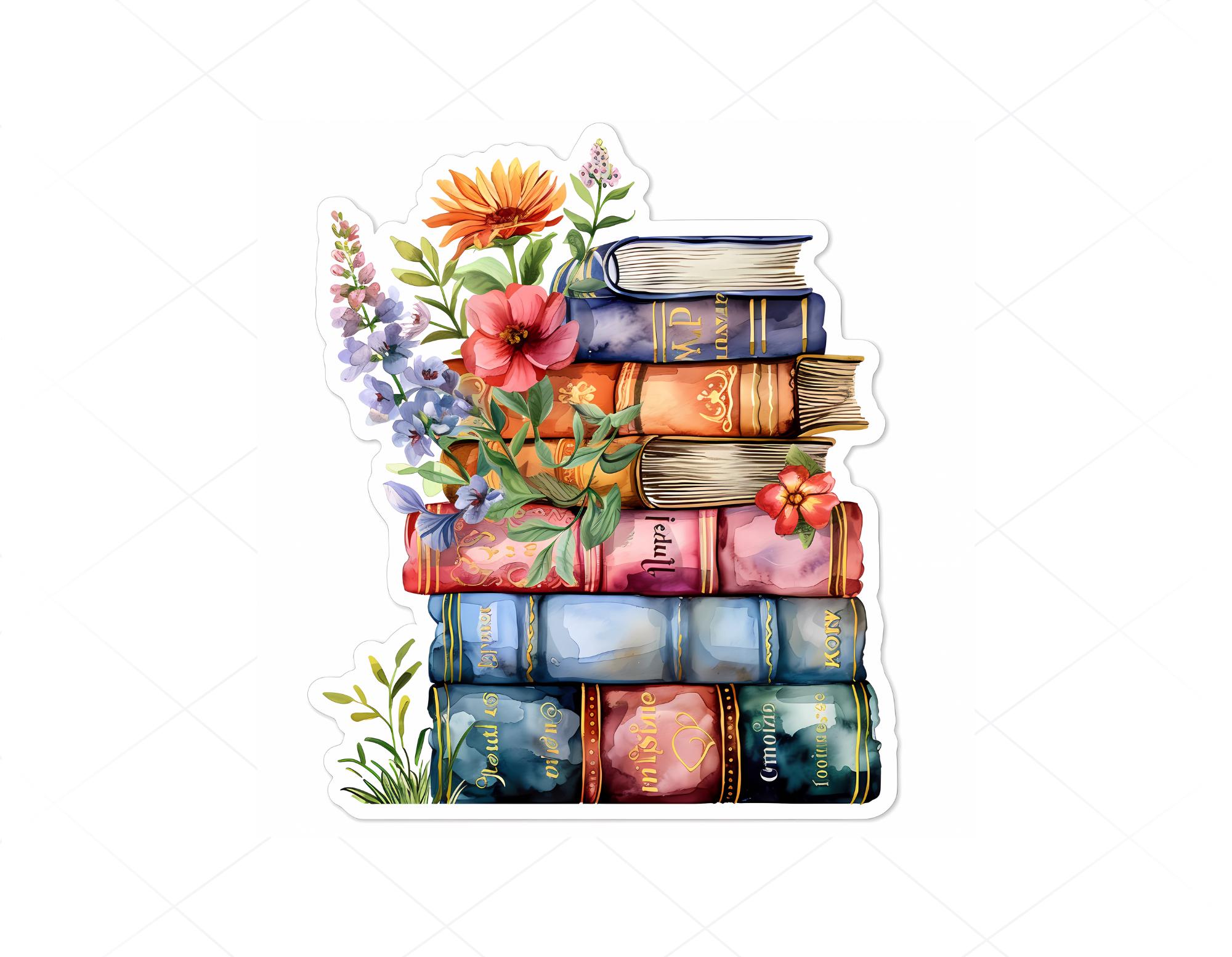 Watercolor Floral Book Sticker Png, Watercolor Flower Design, Flowers ...