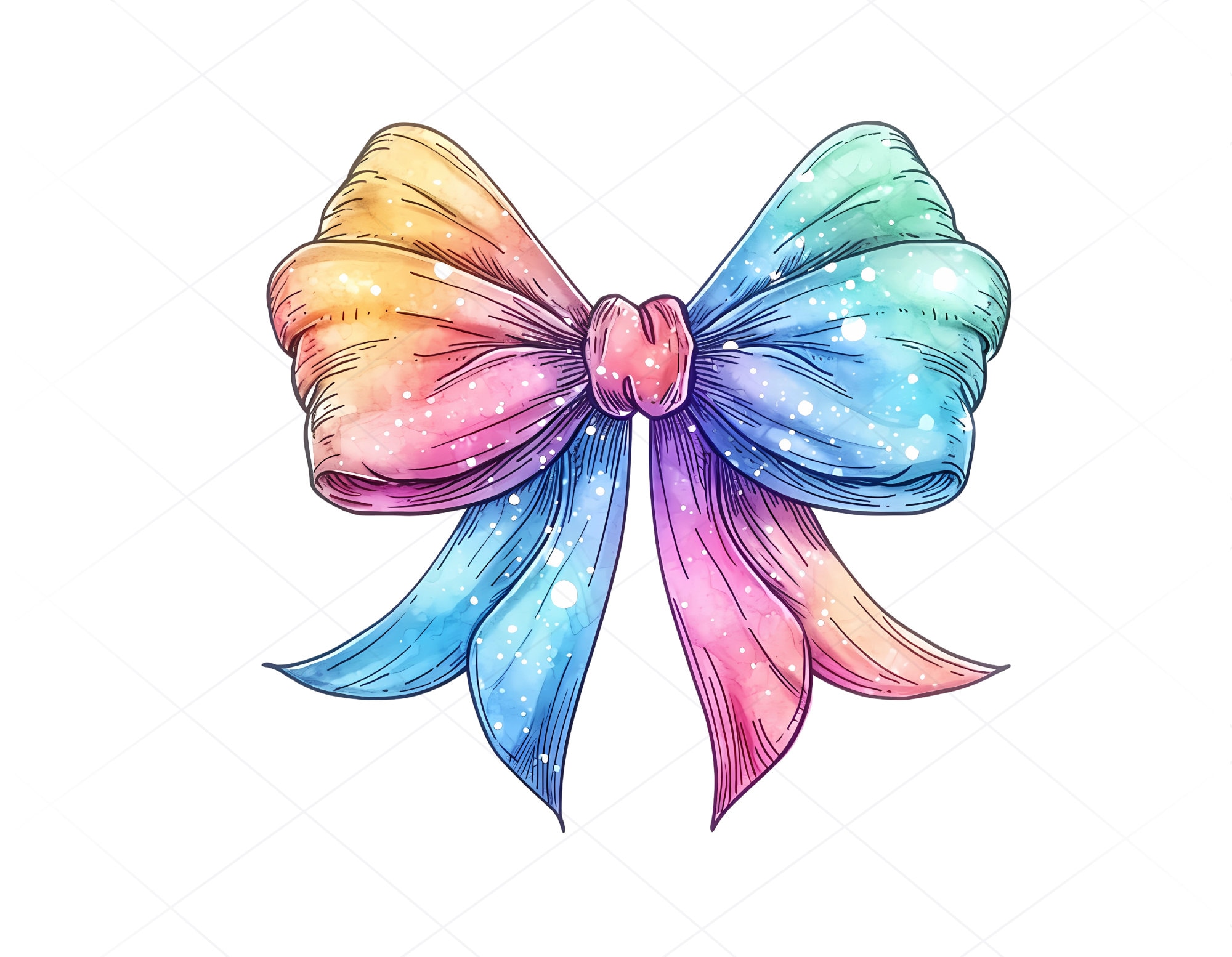 Watercolor Bow PNG, Rainbow PNG, Bow Collage PNG, Girly Girl Pink Bow ...