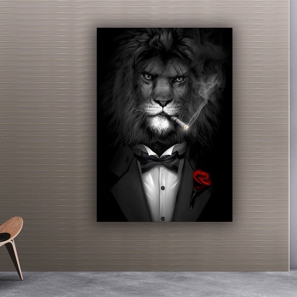 Lion Smoking Cigar Art - Etsy