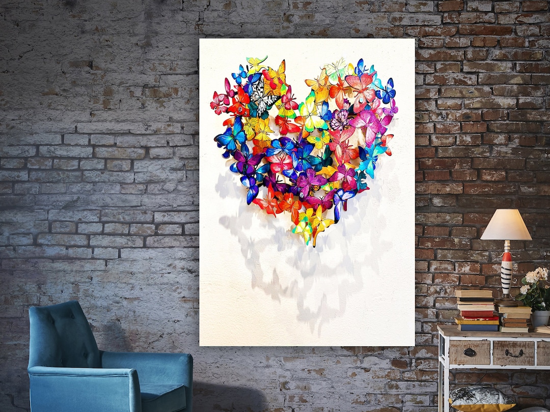 Love Heart Canvas Painting, Heart Canvas Art Print, Modern Home Decor ...