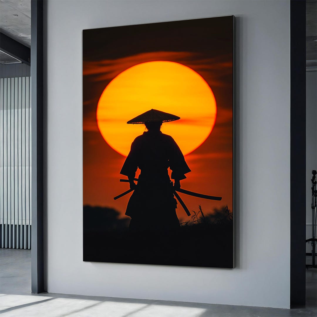 Samurai Canvas Painting | Red Sun Bushido Art | Epic Fierce Warrior ...