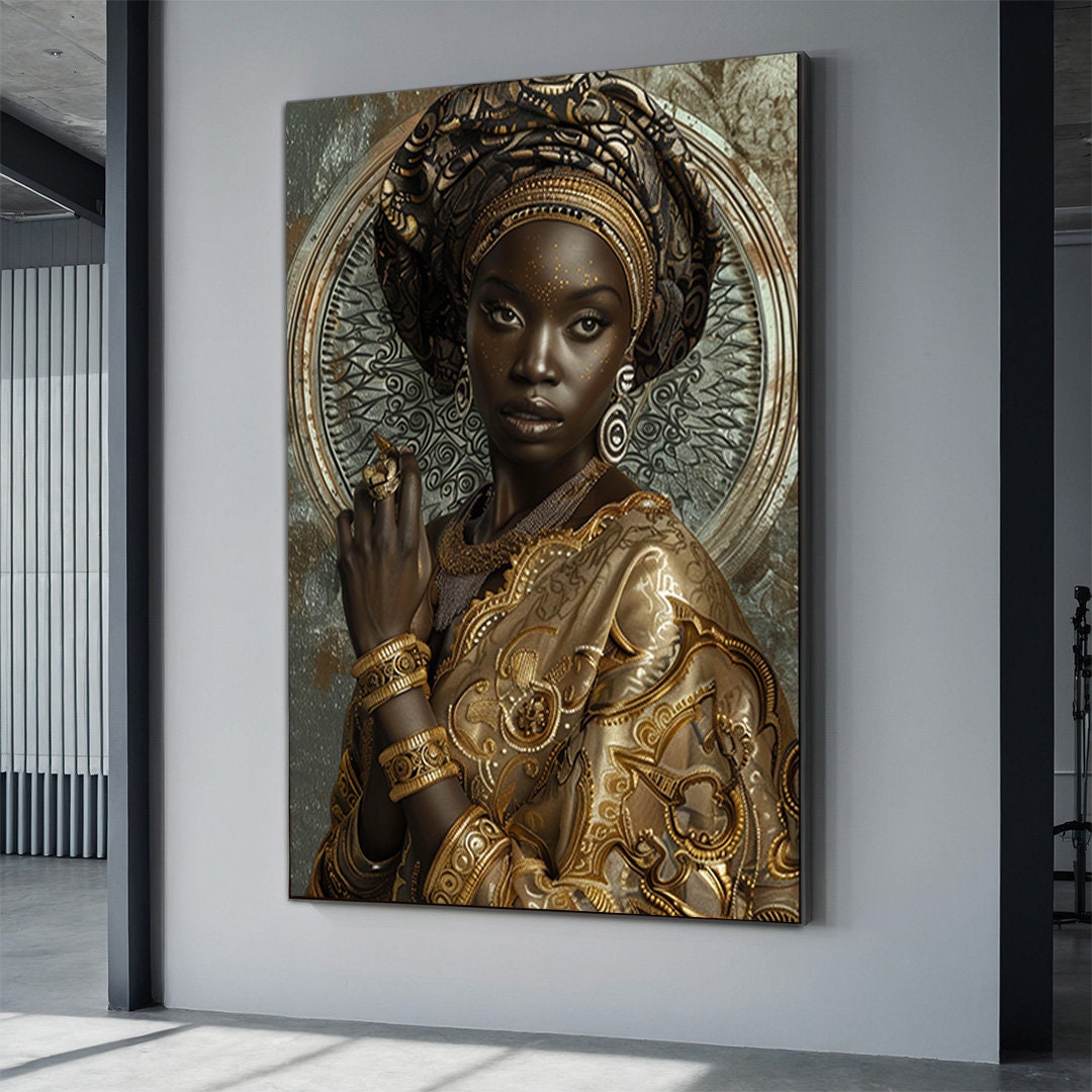 African Woman Canvas Painting, Black Woman Canvas Print, African Woman Painting With Ethnic ...