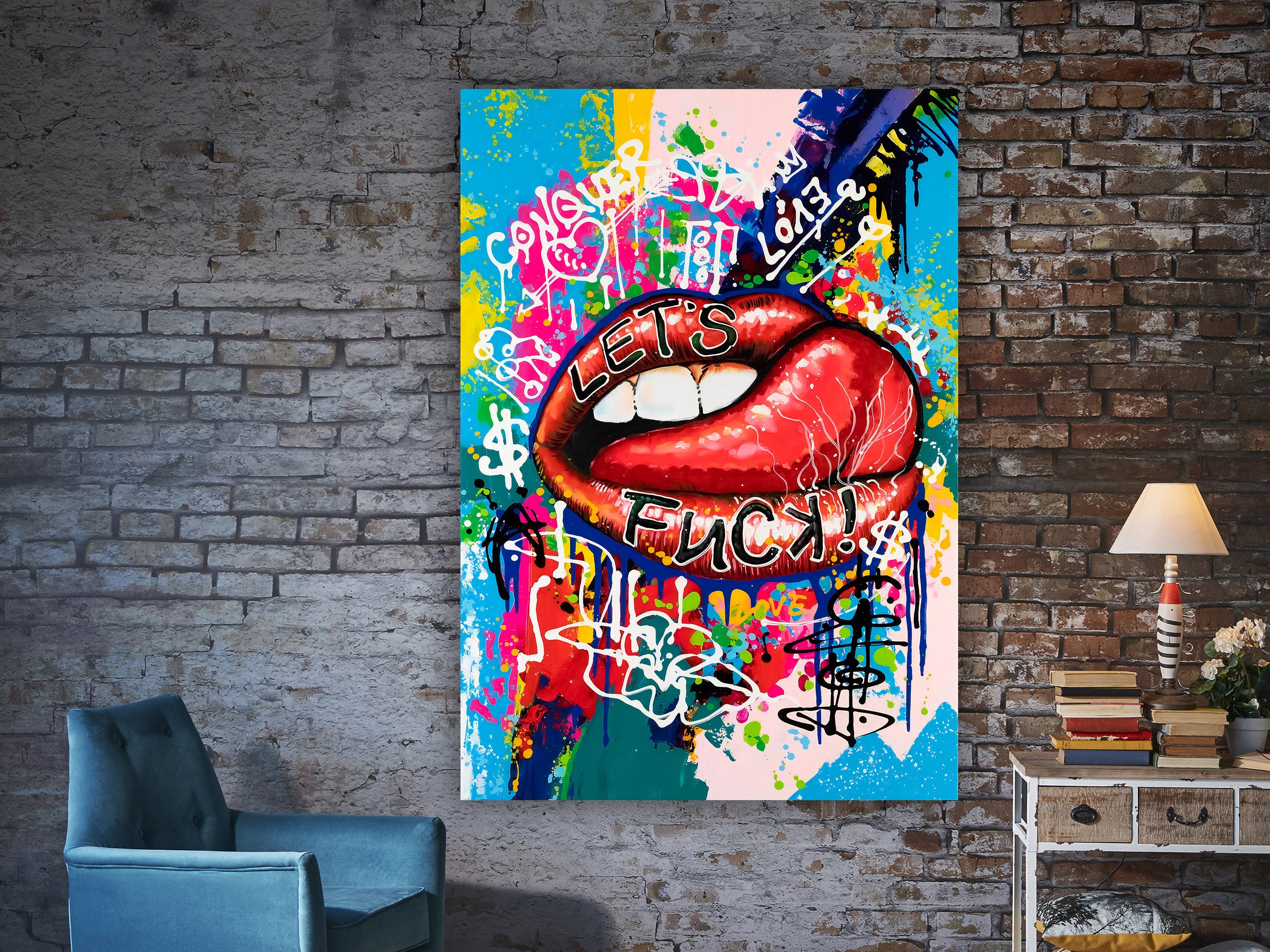 Graffiti Lip Art Lip Painting Pop Art Lip Wall Art - Etsy Australia