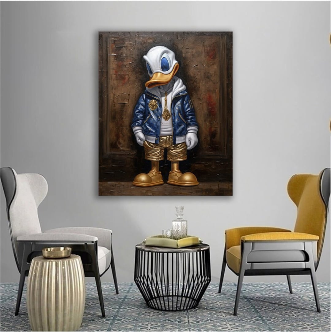 Donald Duck Canvas Wall Art, Graffiti Duck Art, Fashion Cartoon ...