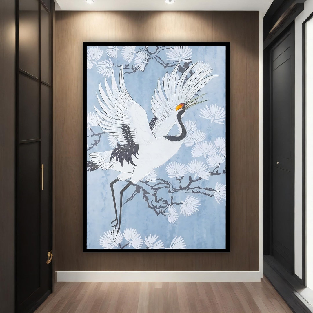 Stork Canvas, Old Style Bird Art, Abstract Stork Wall Decor, Stork ...