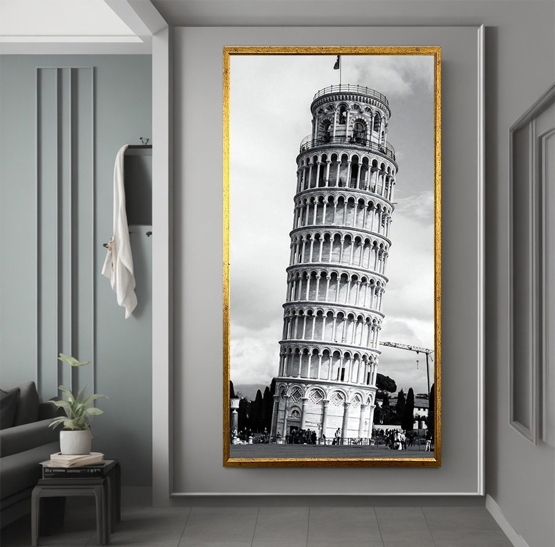 Pisa Tower Canvas Painting Pisa Tower Art Black White Wall - Etsy